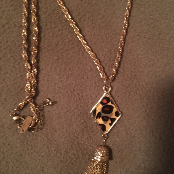Jewelry | Long Gold Leopard Necklace And Earrings | Poshmark
